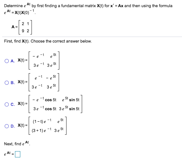 Solved Determine e Al by first finding a fundamental matrix | Chegg.com