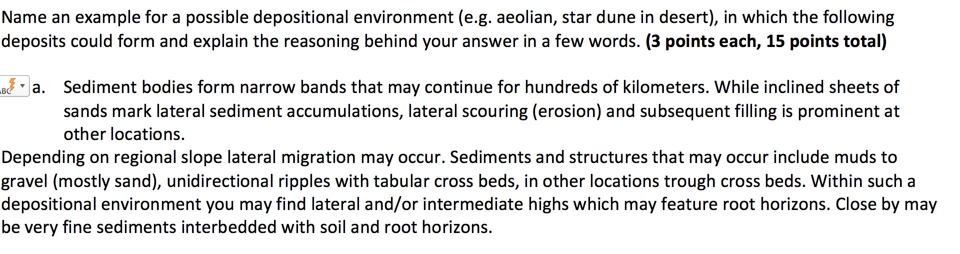 Solved Name an example for a possible depositional | Chegg.com