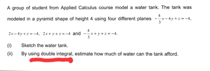 Solved A group of student from Applied Calculus course model | Chegg.com