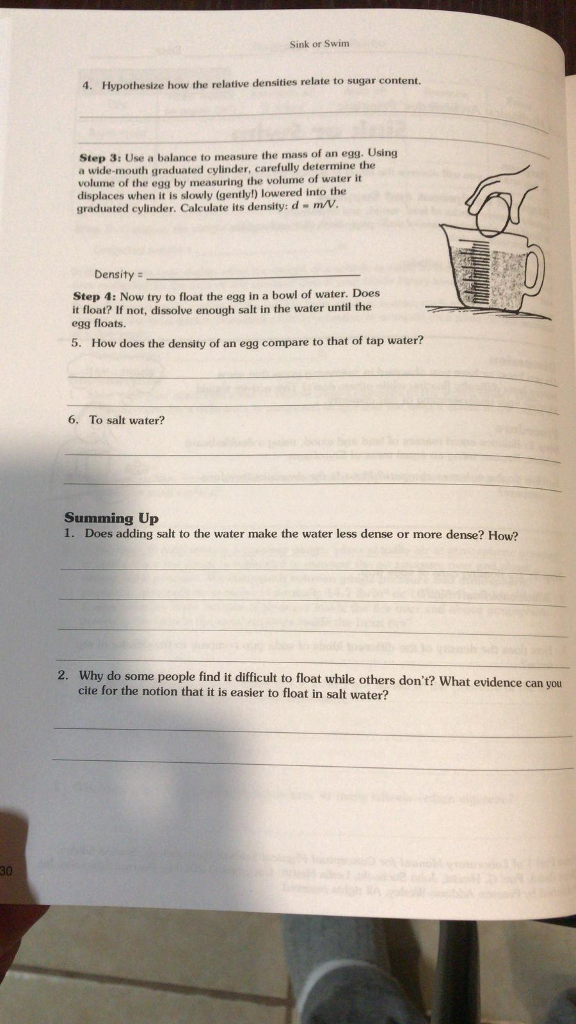 Solved Sink or Swim 4. Hypothesize how the relative | Chegg.com
