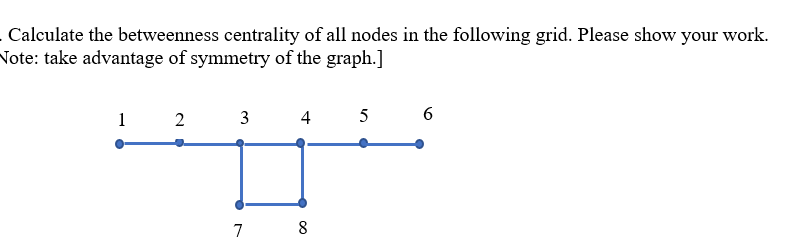Solved Calculate the betweenness centrality of all nodes in | Chegg.com