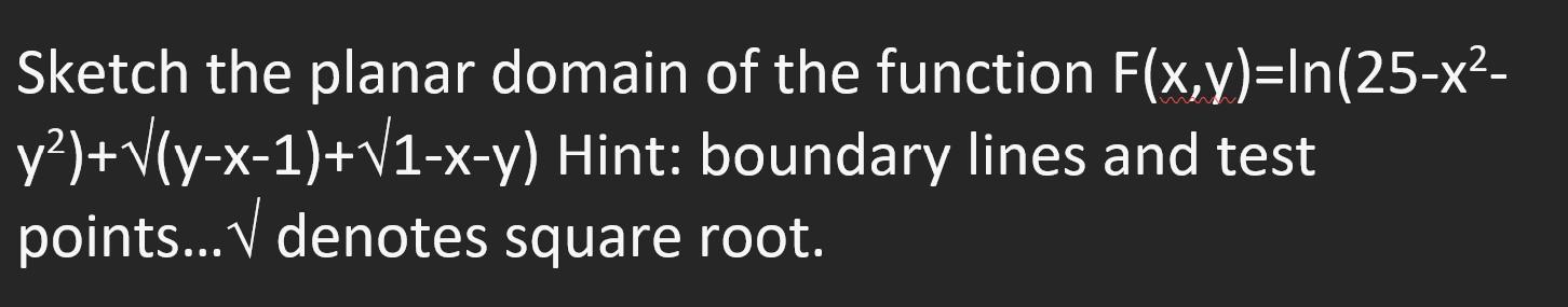 Solved Sketch the planar domain of the function | Chegg.com