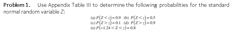 Solved Problem 1. Use Appendix Table III to determine the | Chegg.com