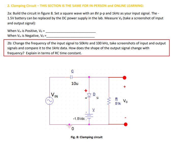 2a: Build the circuit in figure 8 . Set a square wave | Chegg.com