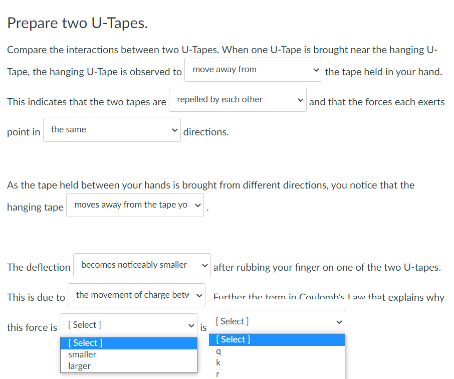 Solved Magic Tape Lab Report - U-Tape repelled, L-Tape | Chegg.com