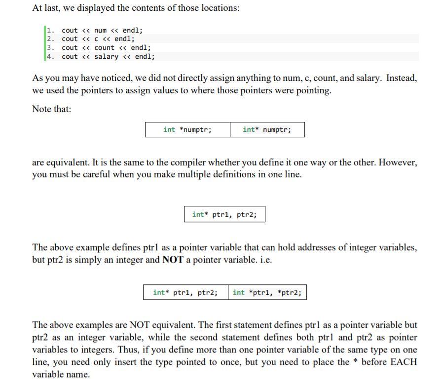 Solved Introduction to pointers Every byte in the computer's | Chegg.com