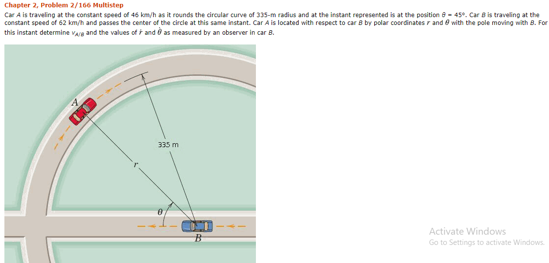 Solved Chapter 2, Problem 2/166 Multistep Car A is traveling | Chegg.com