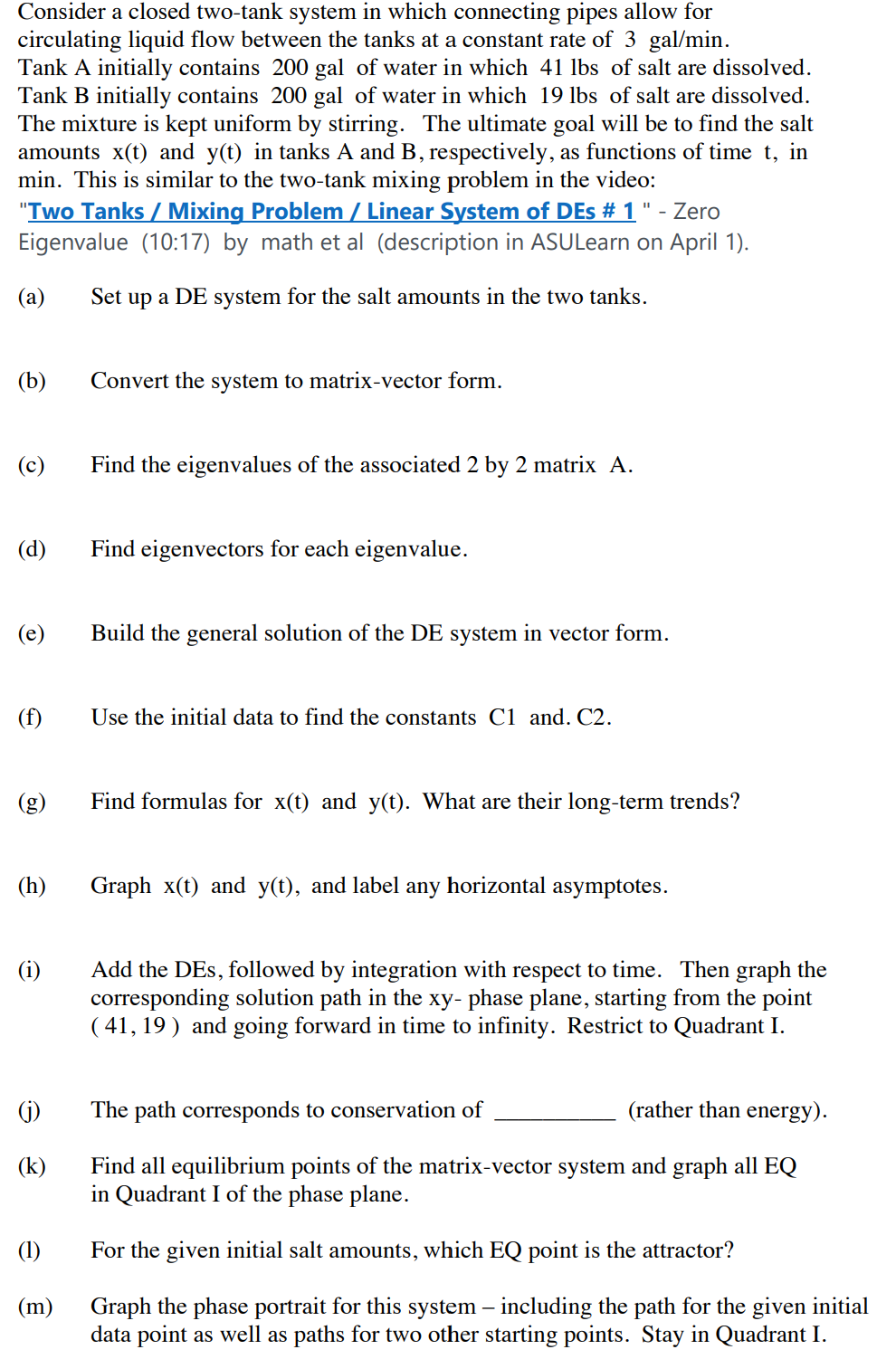 Solved Consider a closed two-tank system in which connecting | Chegg.com