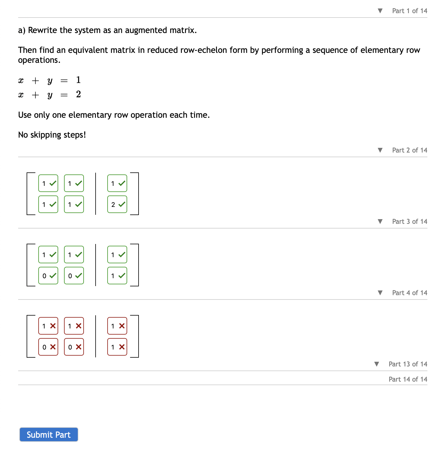 Solved a) ﻿Rewrite the system as an augmented matrix.Then | Chegg.com
