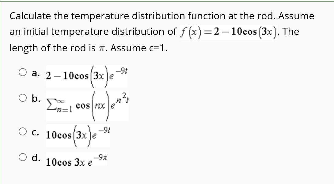 Solved Calculate the temperature distribution function at | Chegg.com