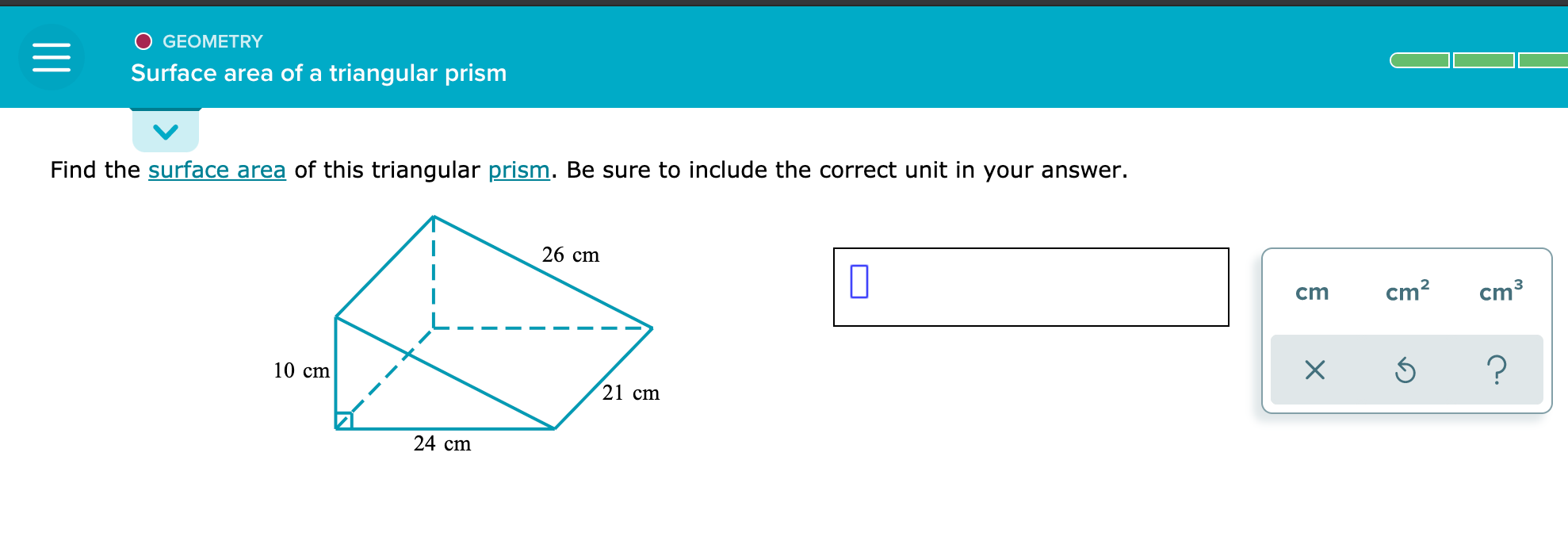 Solved GEOMETRY Surface area of a triangular prism Find the | Chegg.com