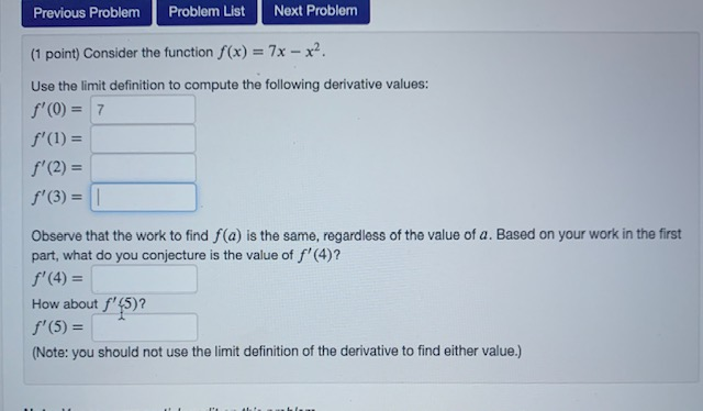 Solved Previous Problem Problem List Next Problem (1 point) | Chegg.com