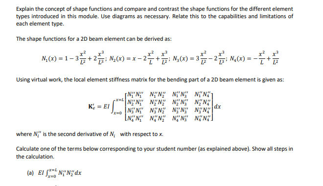 Solved Explain the concept of shape functions and compare | Chegg.com