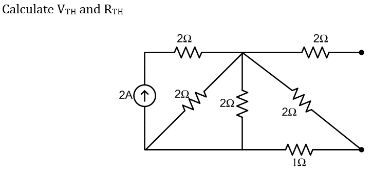 Solved Calculate VTH and RTH 2Ω 2Ω 2Ω 2Ω 1S2 | Chegg.com