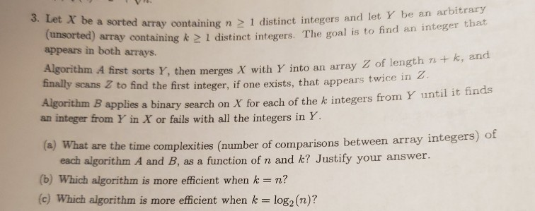 Solved 3 Let X Be A Sorted Array Containing Sorted Array 5132
