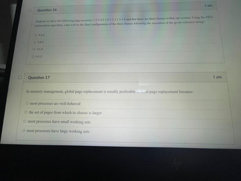 Solved Question 12 In a system employing a paging scheme for | Chegg.com