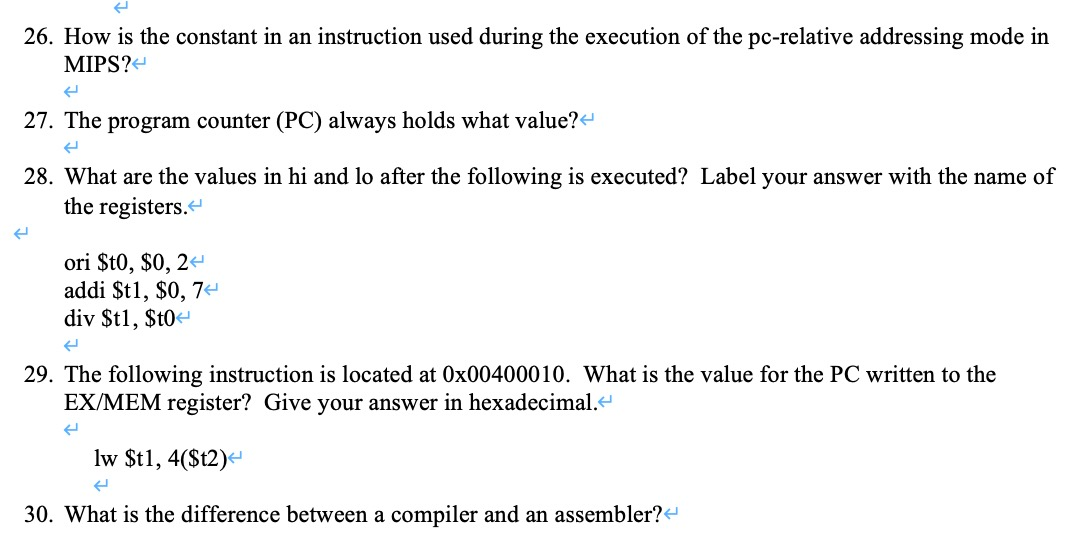Solved 26. How is the constant in an instruction used during | Chegg.com