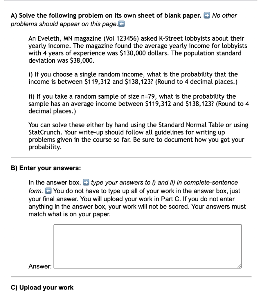 Solved A) Solve the following problem on its own sheet of | Chegg.com