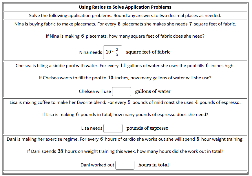 Solved Using Ratios to Solve Application Problems Solve the | Chegg.com