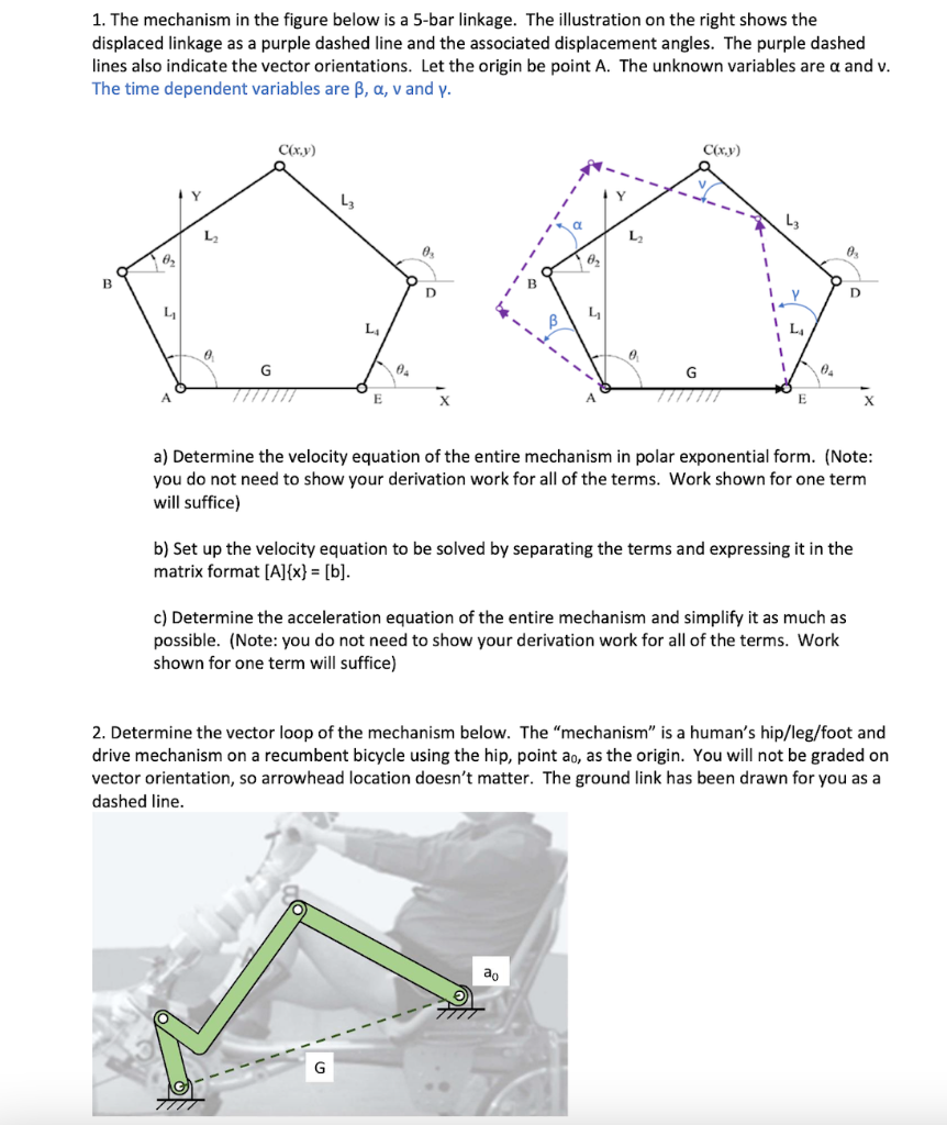 Solved 1. The mechanism in the figure below is a 5-bar | Chegg.com