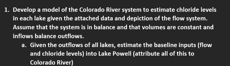 Develop a model of the Colorado River system to | Chegg.com
