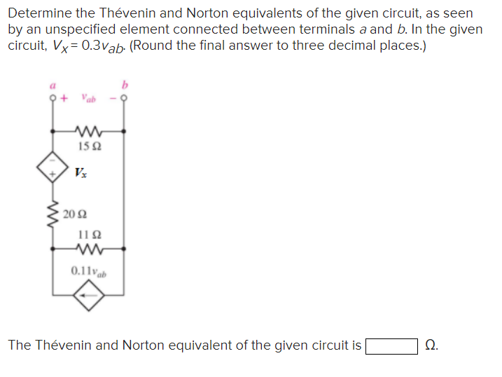 Solved Determine the Thévenin and Norton equivalents of the | Chegg.com