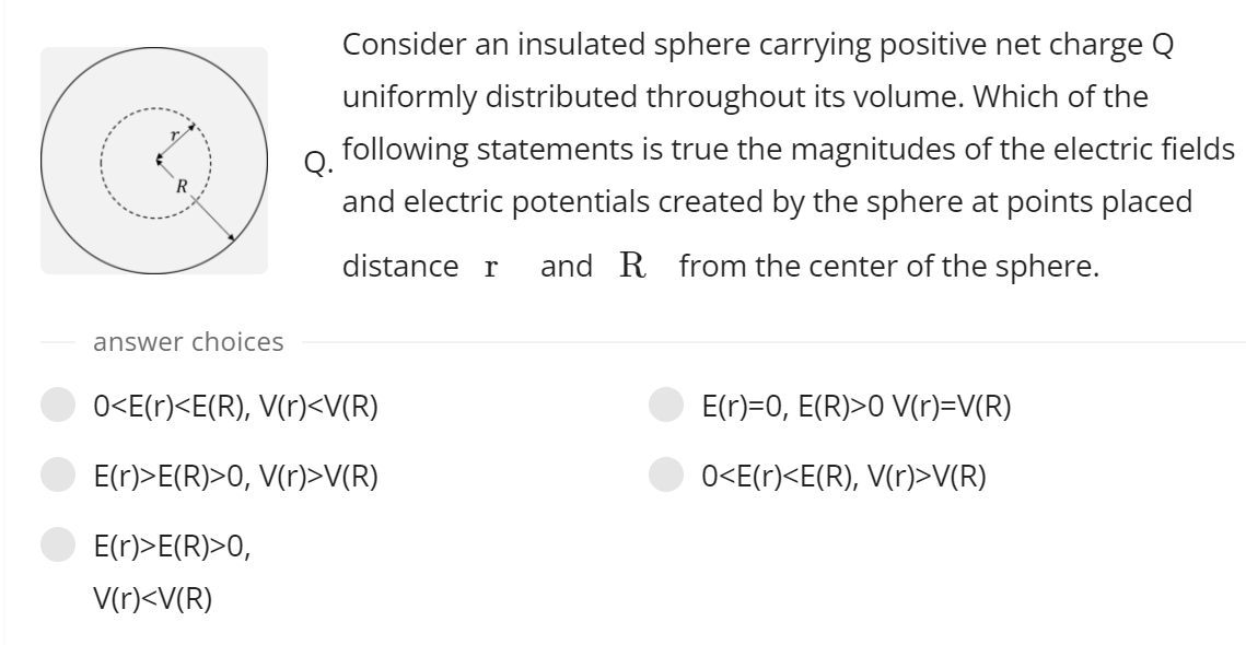 Solved Consider an insulated sphere carrying positive net | Chegg.com