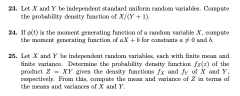 23. Let X and Y be independent standard uniform | Chegg.com
