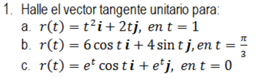 Solved Halle el vector tangente unitario para: a. | Chegg.com