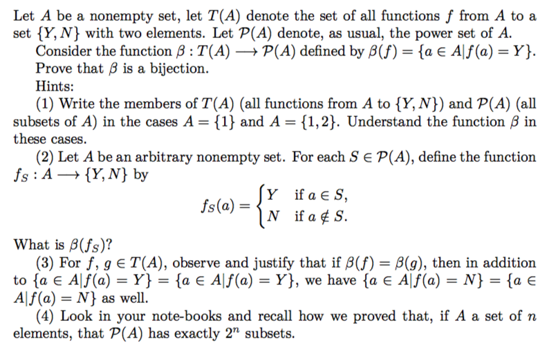 Solved Let A be a nonempty set, let T(A) denote the set of | Chegg.com