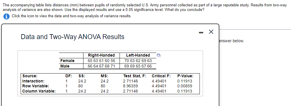 Solved The accompanying table lists distances ( mm ) between | Chegg.com