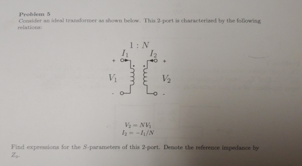 Solved Problem 5 Consider an ideal transformer as shown | Chegg.com