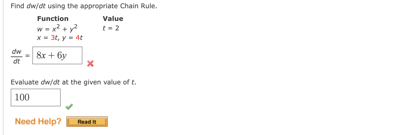 Solved Find dw/dt using the appropriate Chain Rule. Function | Chegg.com