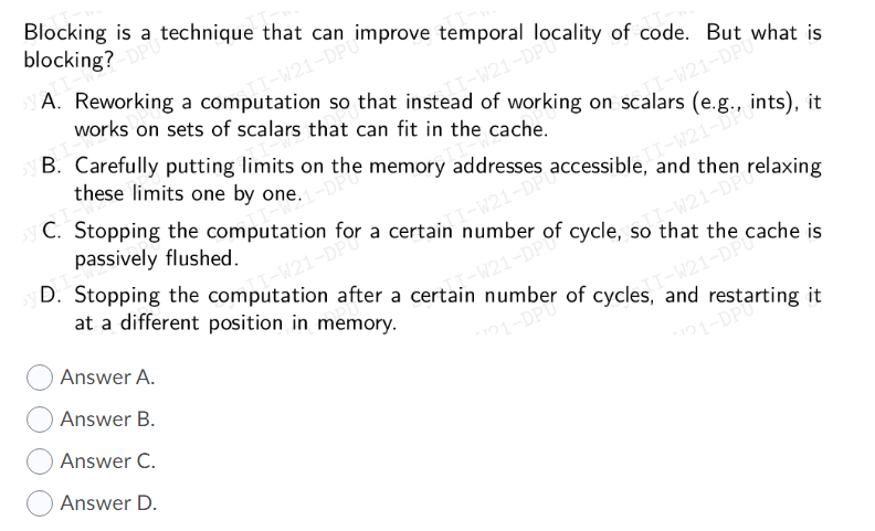 Solved Blocking is a technique that can improve temporal | Chegg.com