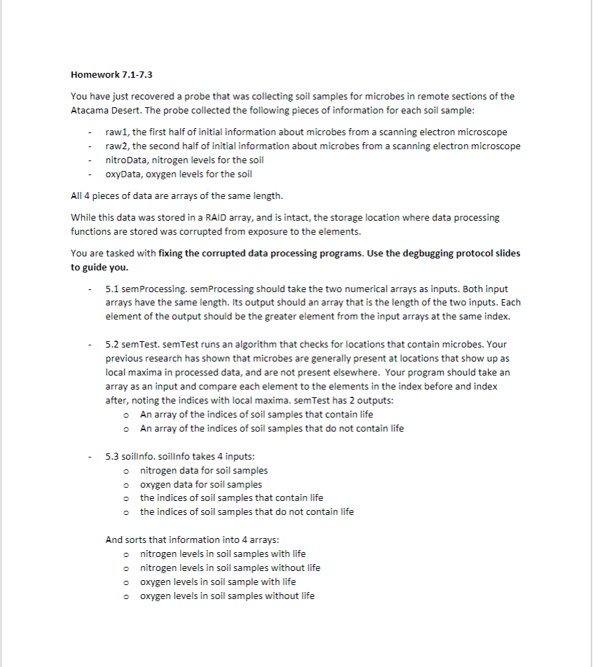 Homework 7.1-7.3 You have just recovered a probe that | Chegg.com