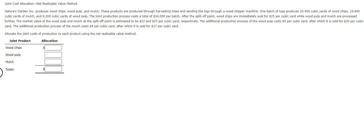 Solved Joint Cost Allocation—Net Realizable Value | Chegg.com