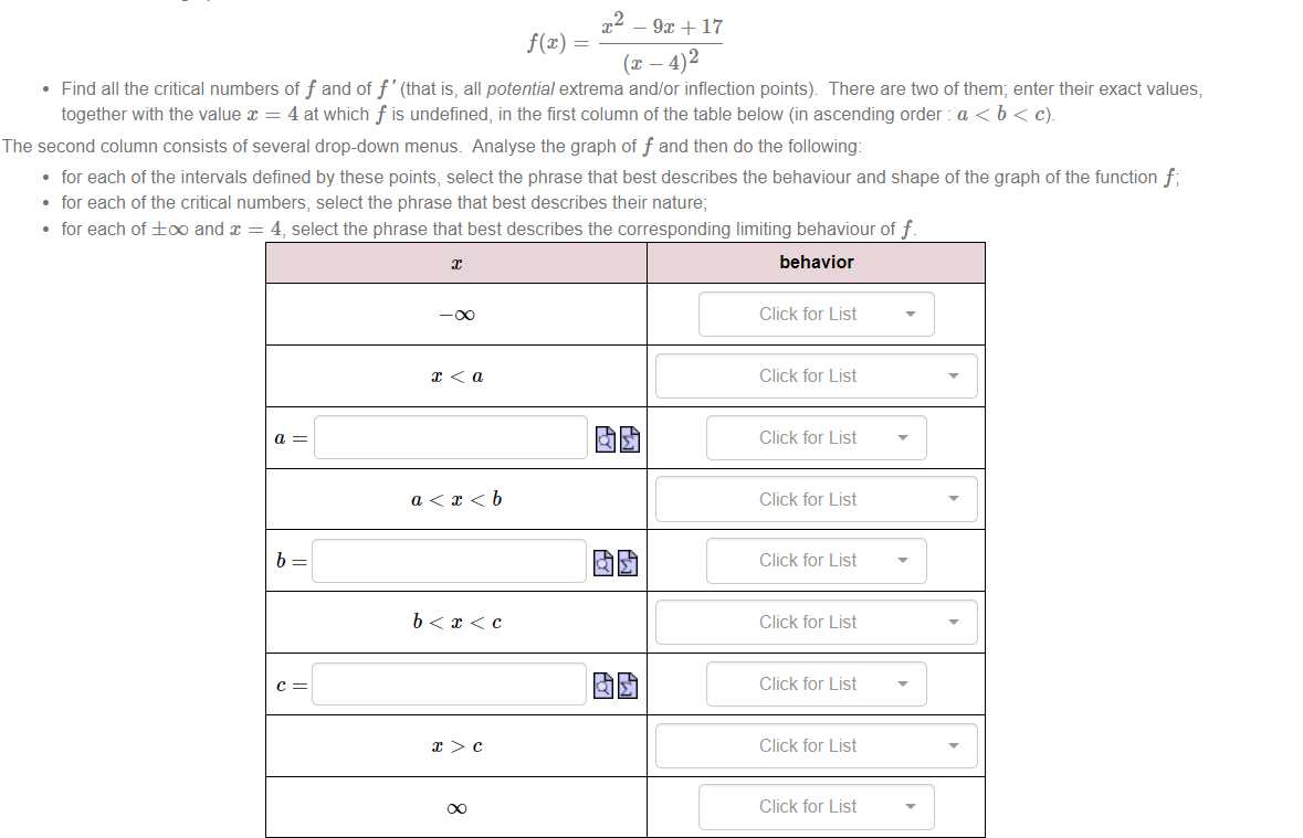 Solved f(x)=(x−4)2x2−9x+17 - Find all the critical numbers | Chegg.com