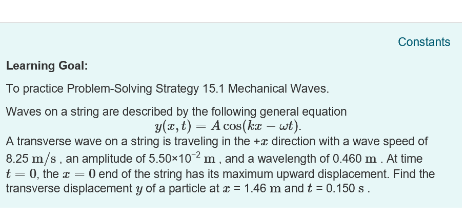 Solved Constants Learning Goal: To practice Problem-Solving | Chegg.com