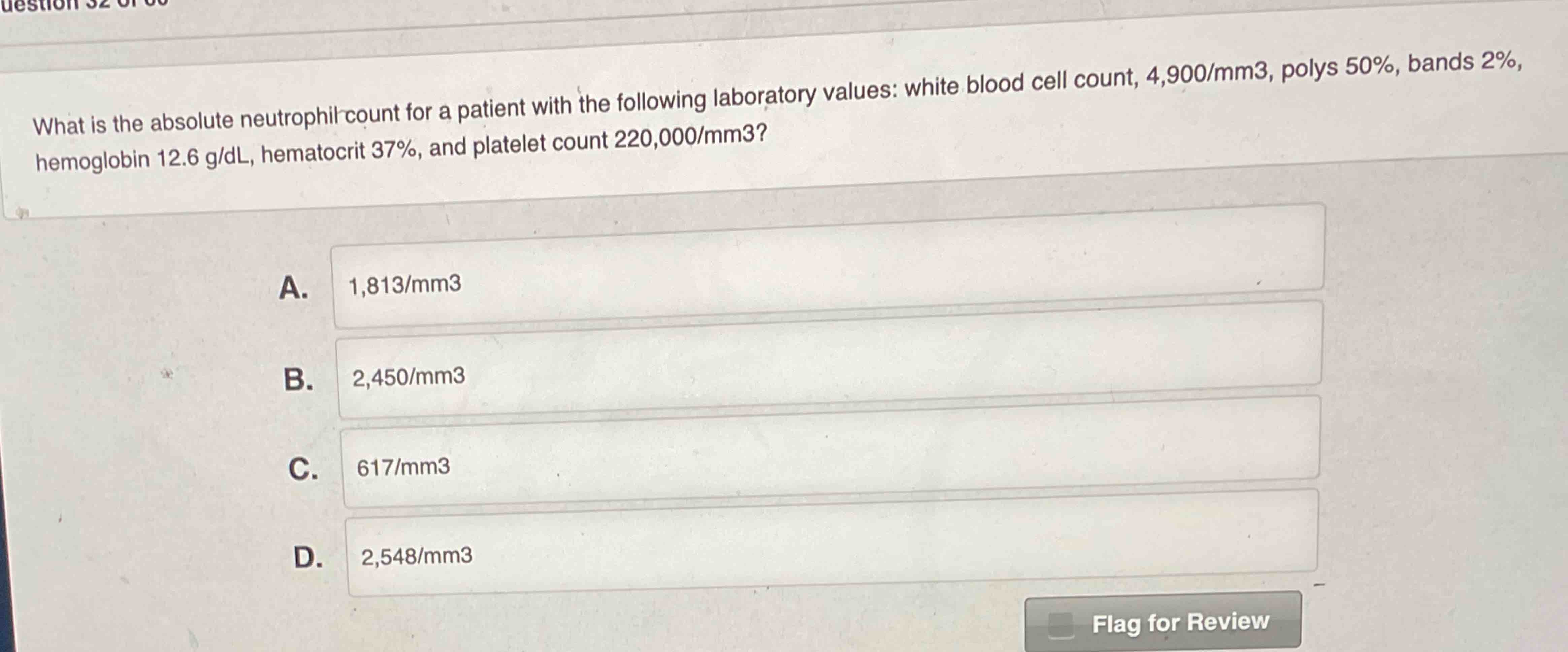 Solved What is the absolute neutrophircount for a patient | Chegg.com