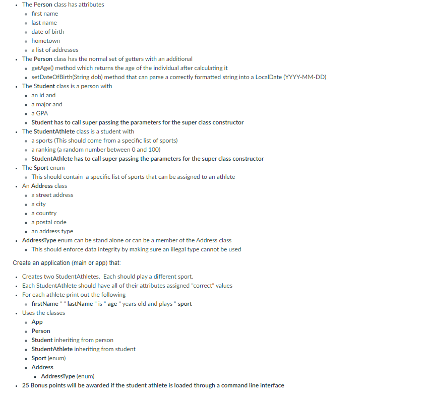 Deliverables • Person.java Student.java • | Chegg.com