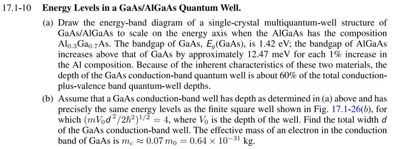 Solved 1-10 Energy Levels in a GaAs/AlGaAs Quantum Well. (a) | Chegg.com