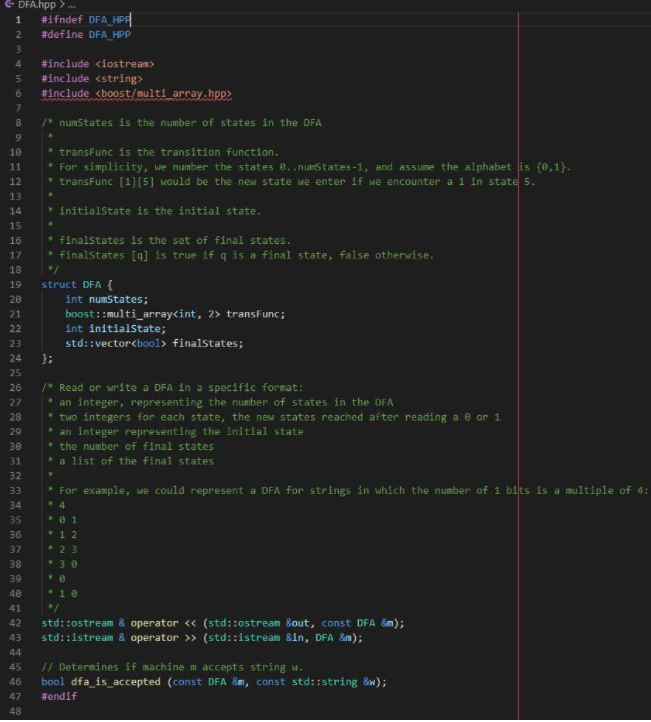 Solved Attached are the files DFA.hpp and DFA.cpp for a | Chegg.com