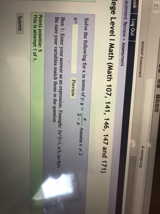 Solved Eha ? ???? wamap.org WAMAP Assessment ook Log Out | Chegg.com
