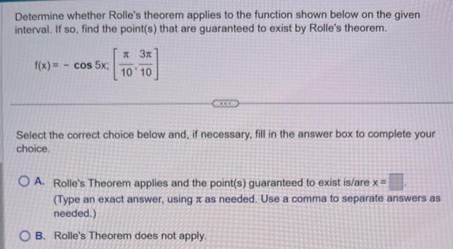 Solved Determine Whether Rolles Theorem Applies To The