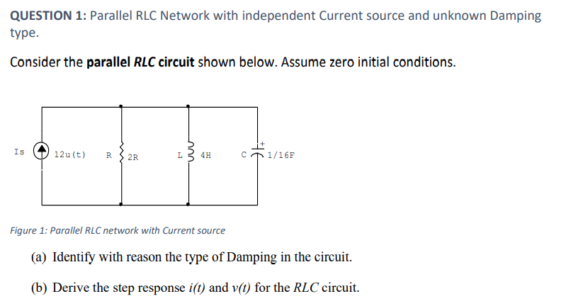Solved QUESTION 1: Parallel RLC Network with independent | Chegg.com