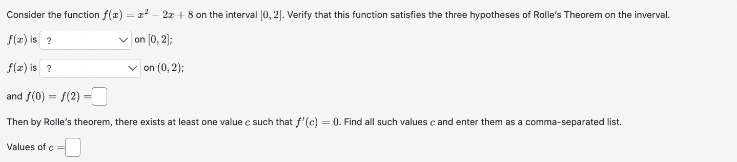 Solved Consider the function f(x)=x2-2x+8 ﻿on the interval | Chegg.com