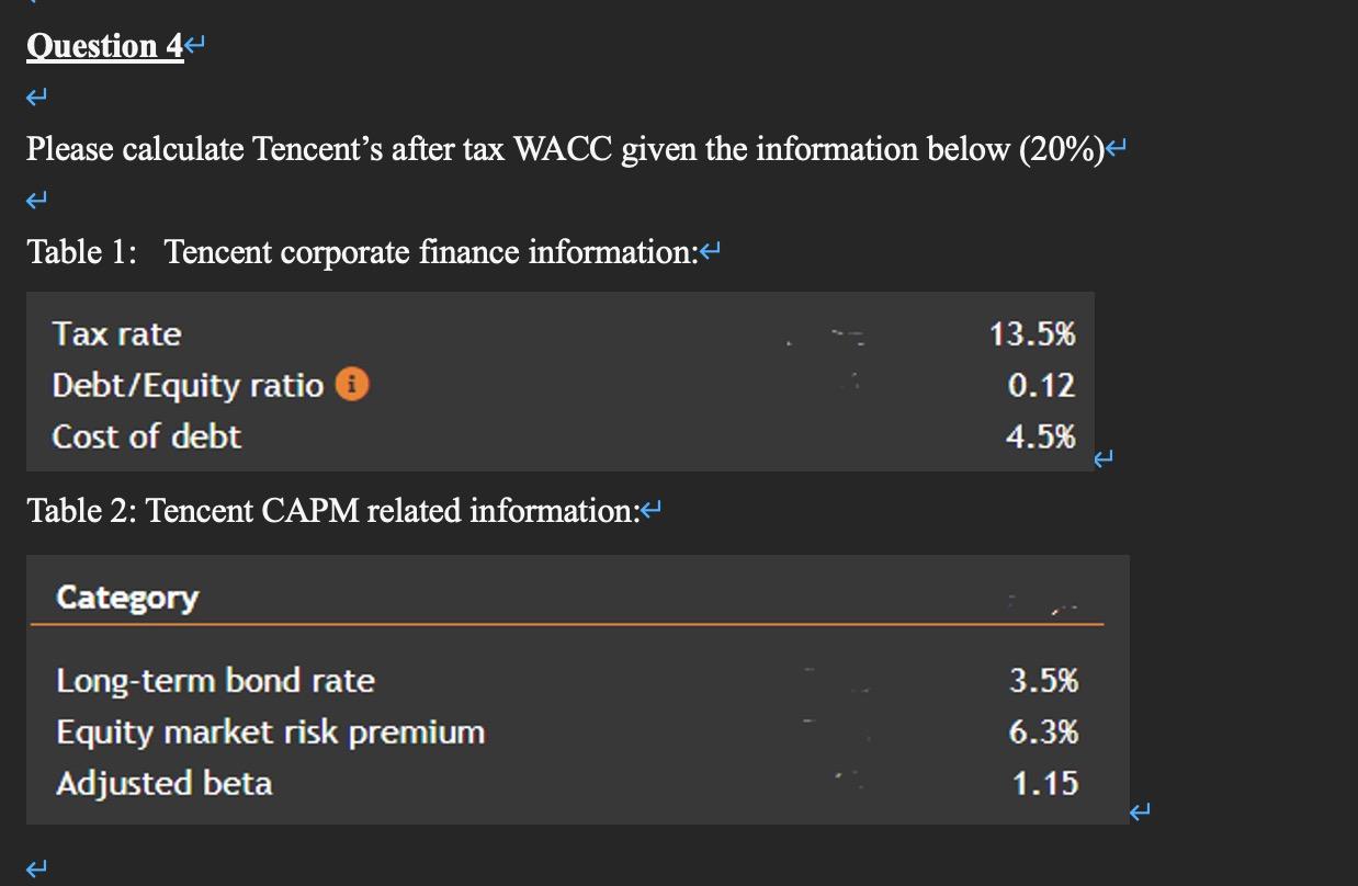 Solved Table 2: Tencent CAPM related information: | Chegg.com