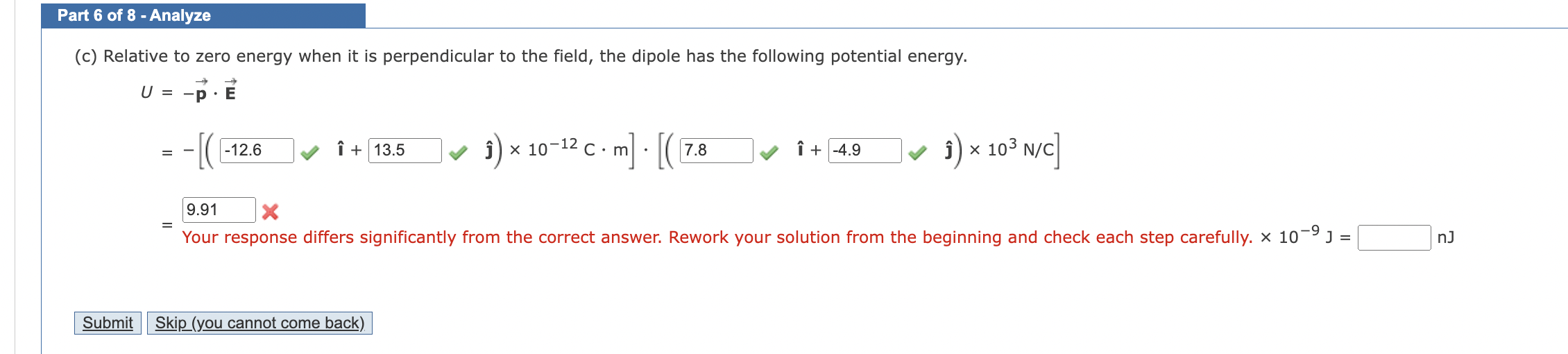 Solved Part 6 ﻿of 8 - ﻿Analyze(c) ﻿Relative to zero energy | Chegg.com