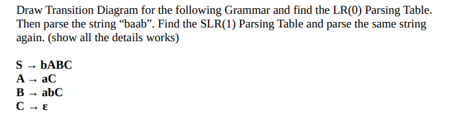 Solved Draw Transition Diagram for the following Grammar and | Chegg.com