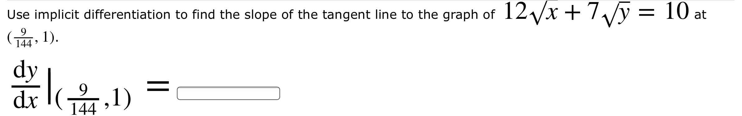 Solved Use implicit differentiation to find the slope of the | Chegg.com